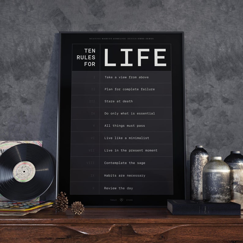Ten (10) Rules for LIFE by Marcus Aurelius | Poster | DARK | Printed Poster - Etsy