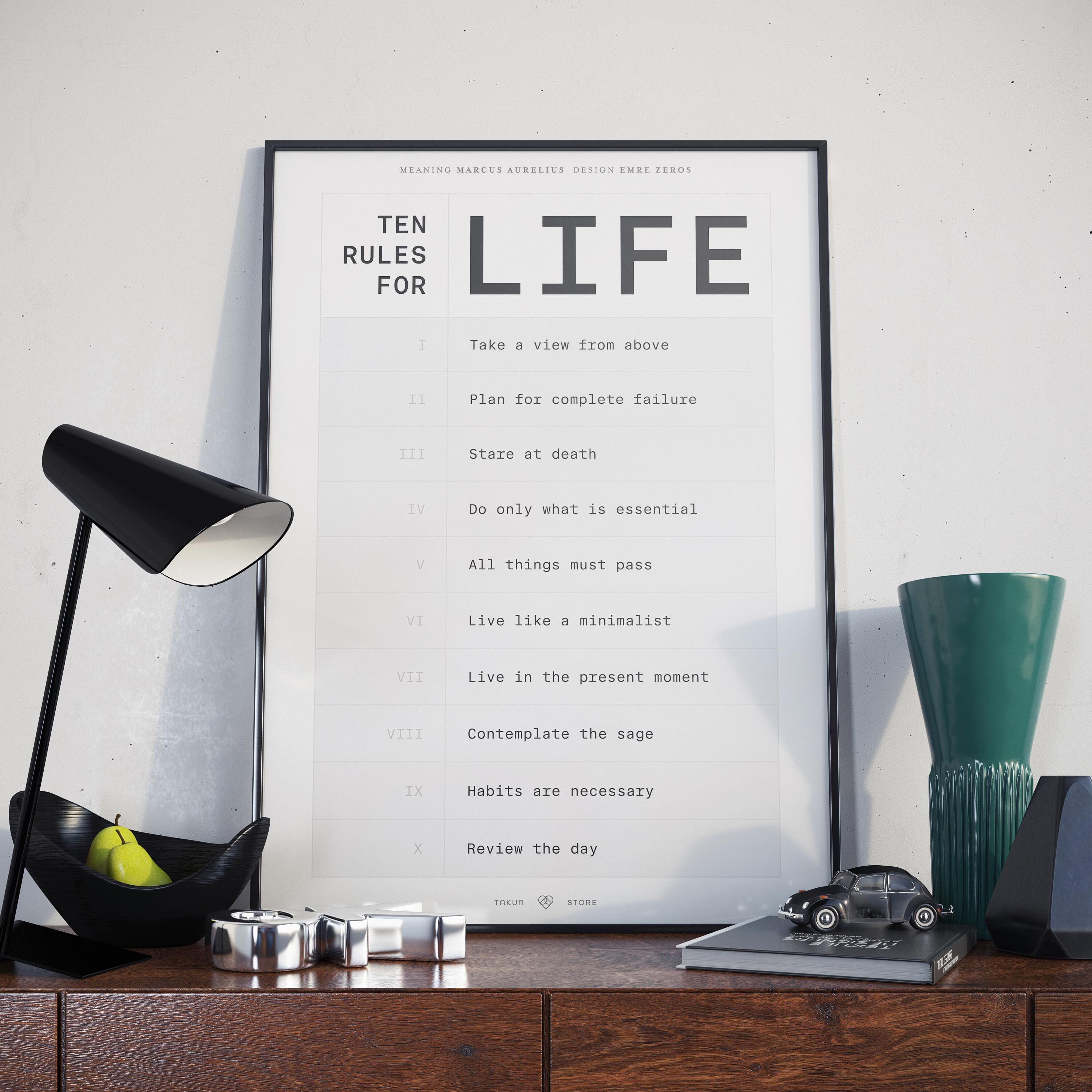 Ten (10) Rules for LIFE by Marcus Aurelius | Poster | LIGHT | Printed ...