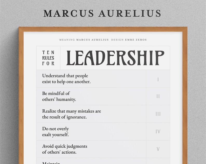 Ten (10) Rules for LEADERSHIP by Marcus Aurelius | Poster | LIGHT ...