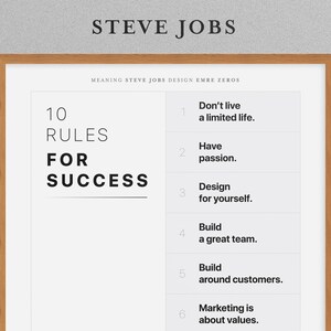 10 Rules for Success by Steve Jobs | LIGHT | Printed Poster | Apple - Etsy