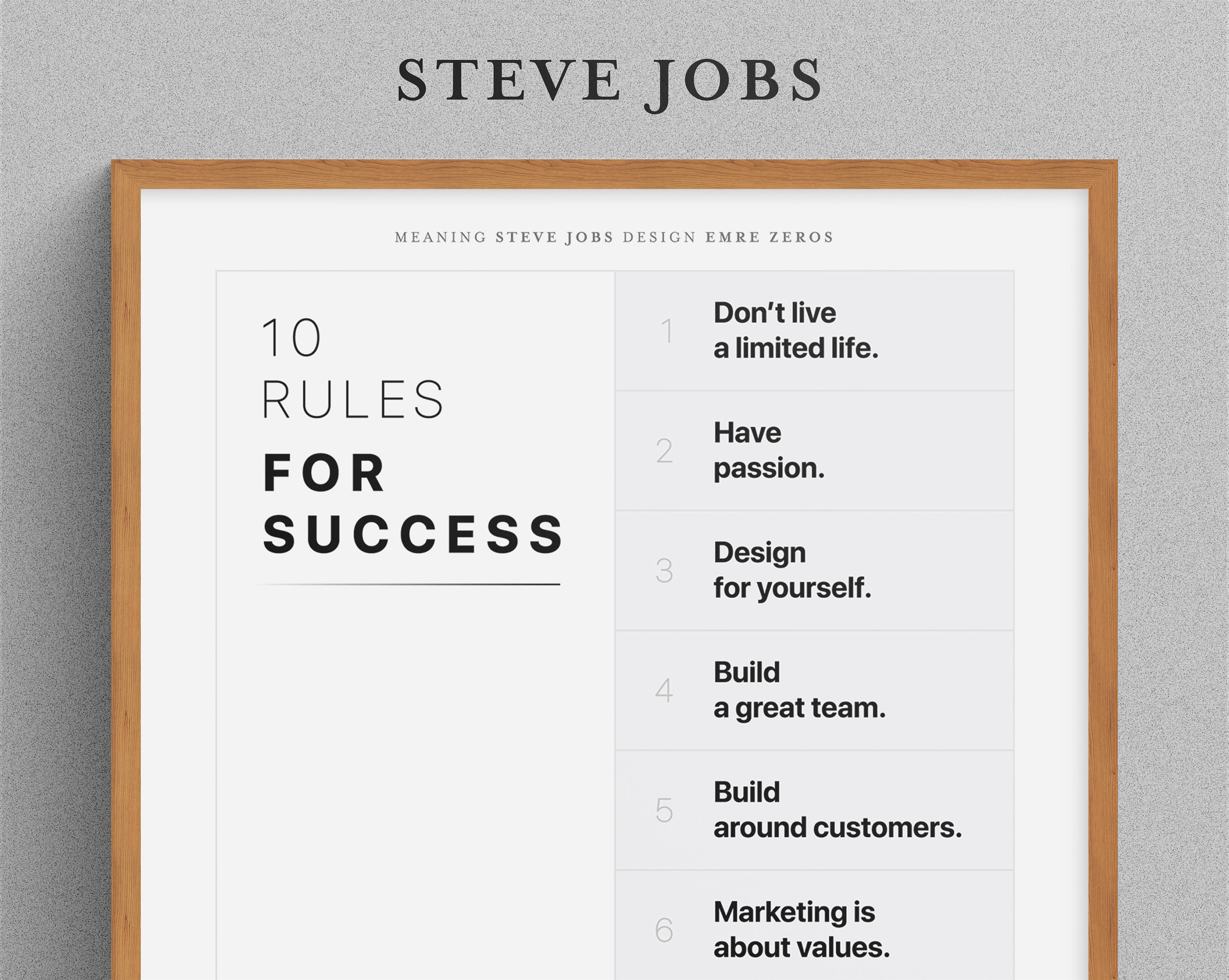 10 Rules for Success by Steve Jobs LIGHT Printed Poster Apple - Etsy