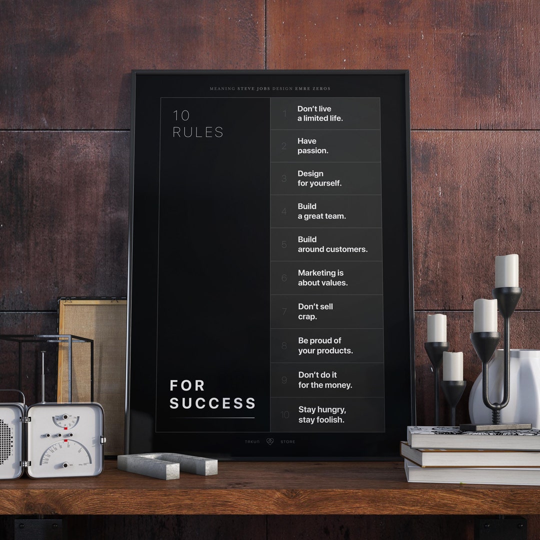 10 Rules for Success by Steve Jobs | DARK | Instant Download | Digital ...