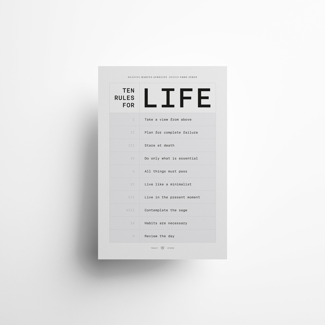 Ten 10 Rules for LIFE by Marcus Aurelius Poster LIGHT Printed Poster - Etsy