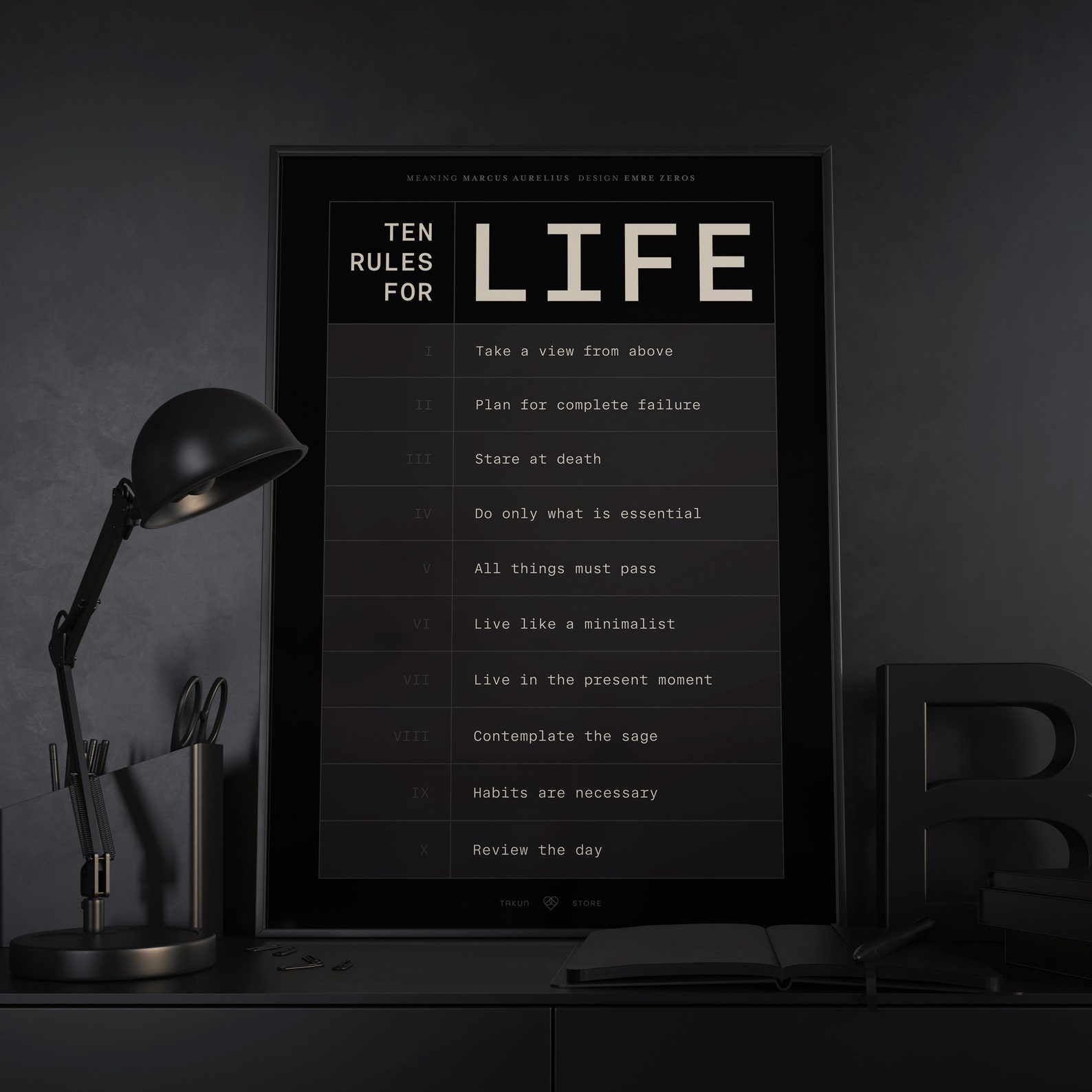 Ten 10 Rules for LIFE by Marcus Aurelius Poster DARK Printed Poster - Etsy