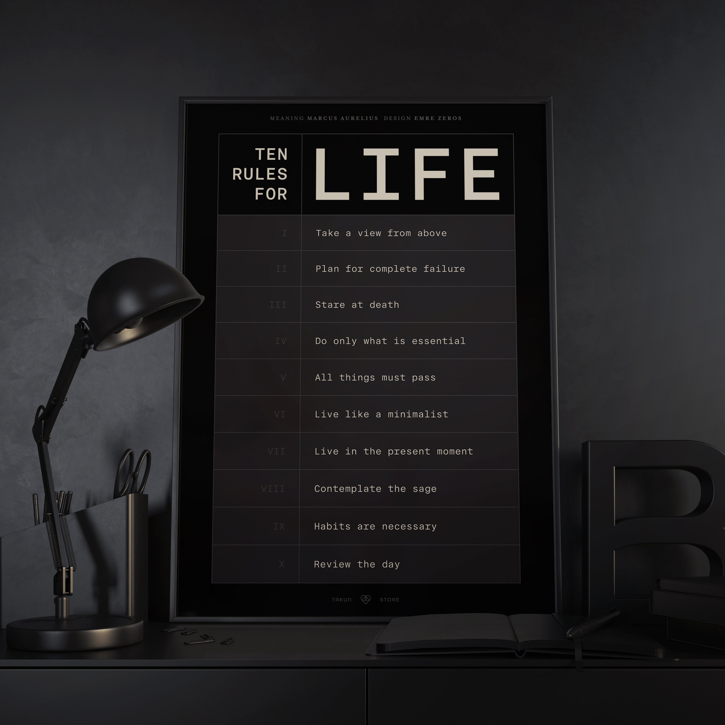 Ten 10 Rules for LIFE by Marcus Aurelius Poster DARK Printed Poster - Etsy