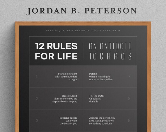 12 Rules for Life by Jordan B. Peterson DARK EDITION - Etsy