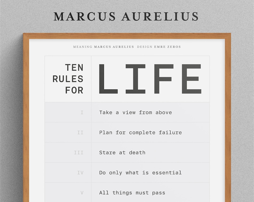 Ten 10 Rules for LIFE by Marcus Aurelius Poster LIGHT - Etsy