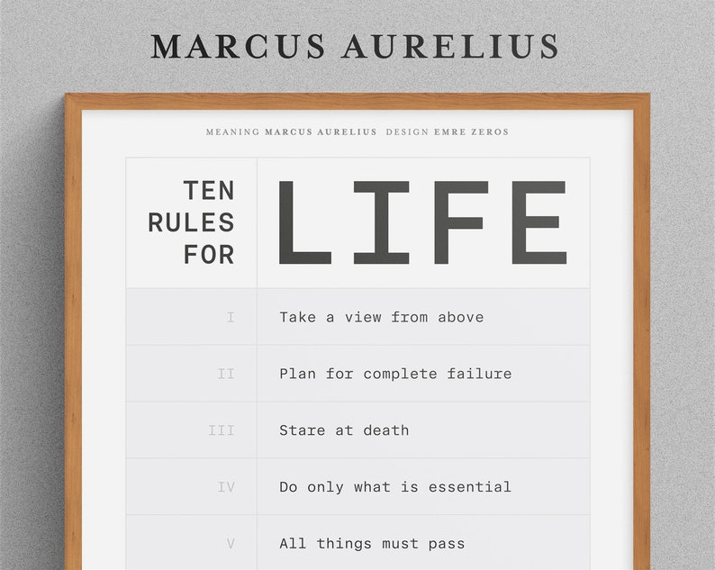 Ten (10) Rules for LIFE by Marcus Aurelius | Poster | LIGHT | Printed ...