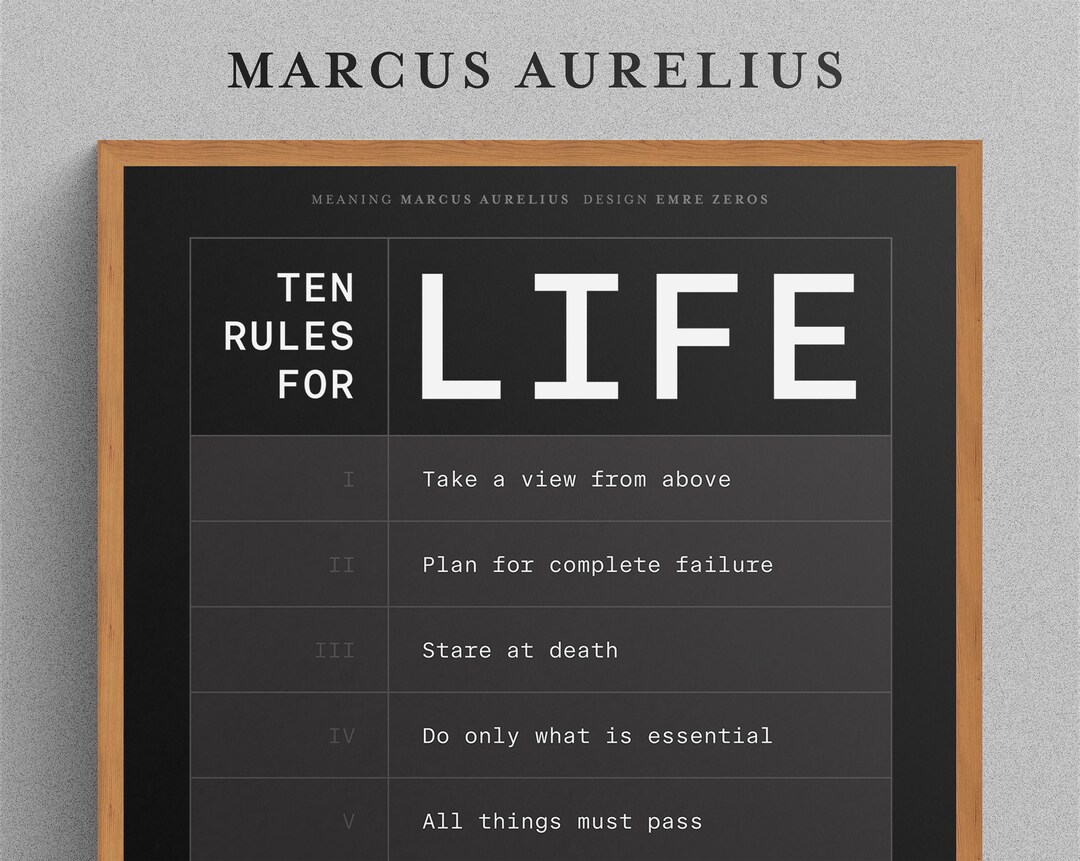 Ten 10 Rules for LIFE by Marcus Aurelius Poster DARK - Etsy