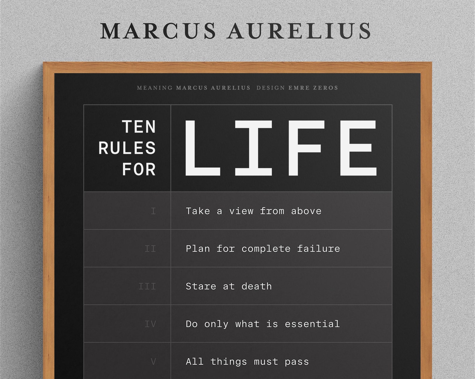Ten (10) Rules for LIFE by Marcus Aurelius | Poster | DARK | Printed ...