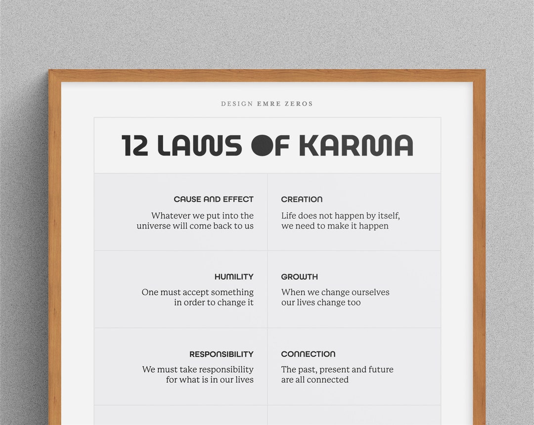 12 Laws of Karma LIGHT Yoga Art Karma Wall Art Printed - Etsy