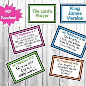 Lord's Prayer Flashcards | KJV Lord's Prayer Printables | Lord's Prayer ...