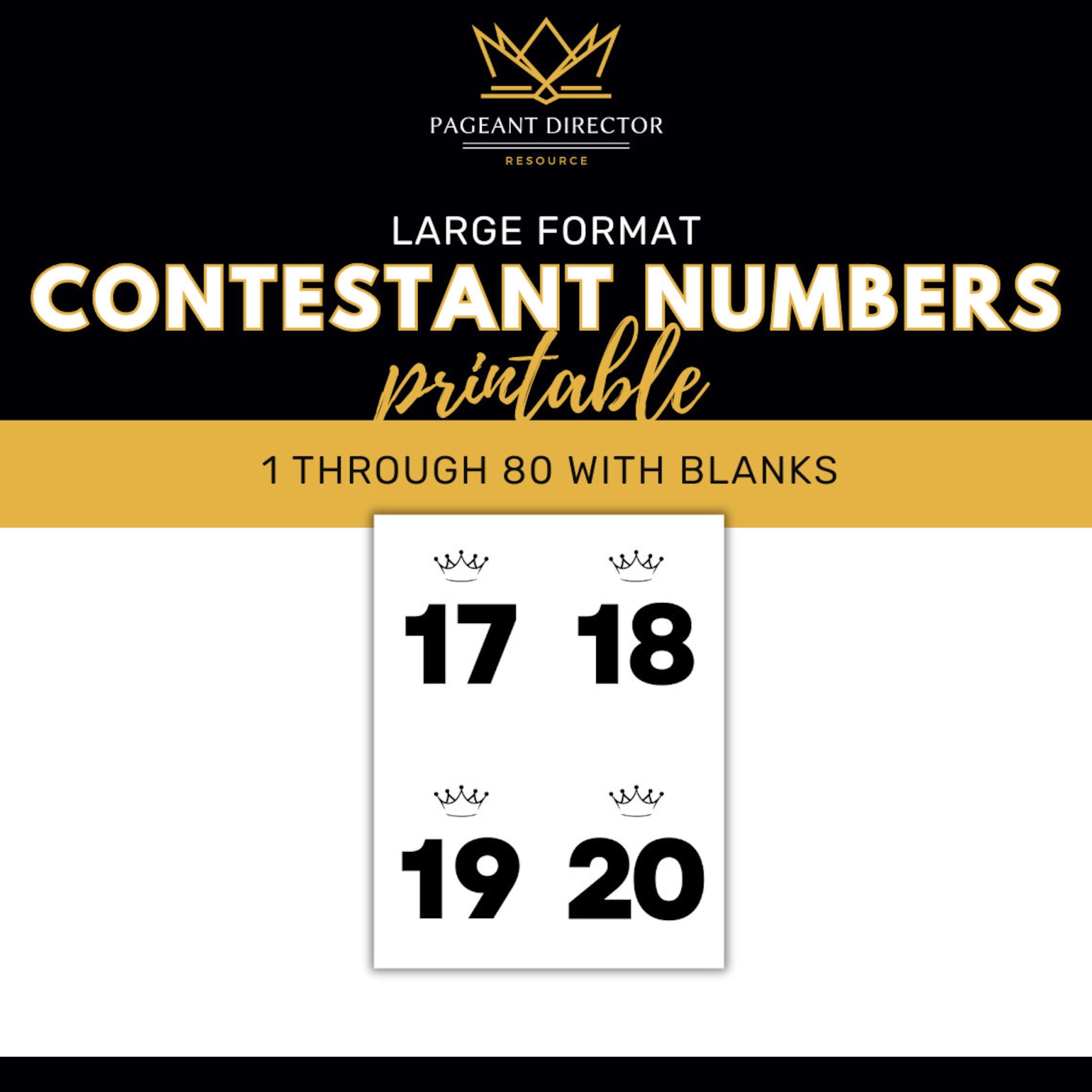 Pageant Contestant Numbers - Large Format - Pageant Director Resource ...
