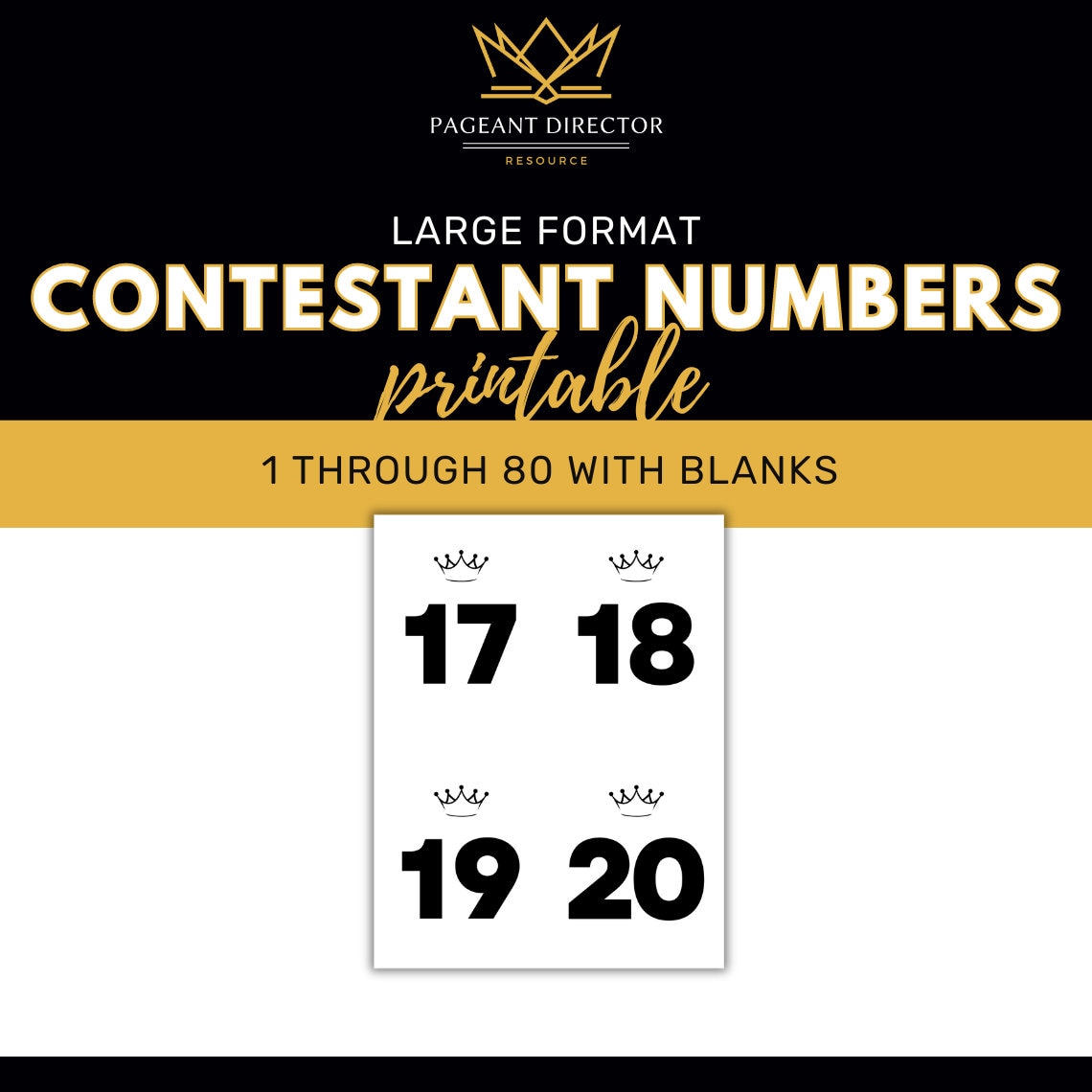 Pageant Contestant Numbers - Large Format - Pageant Director Resource ...