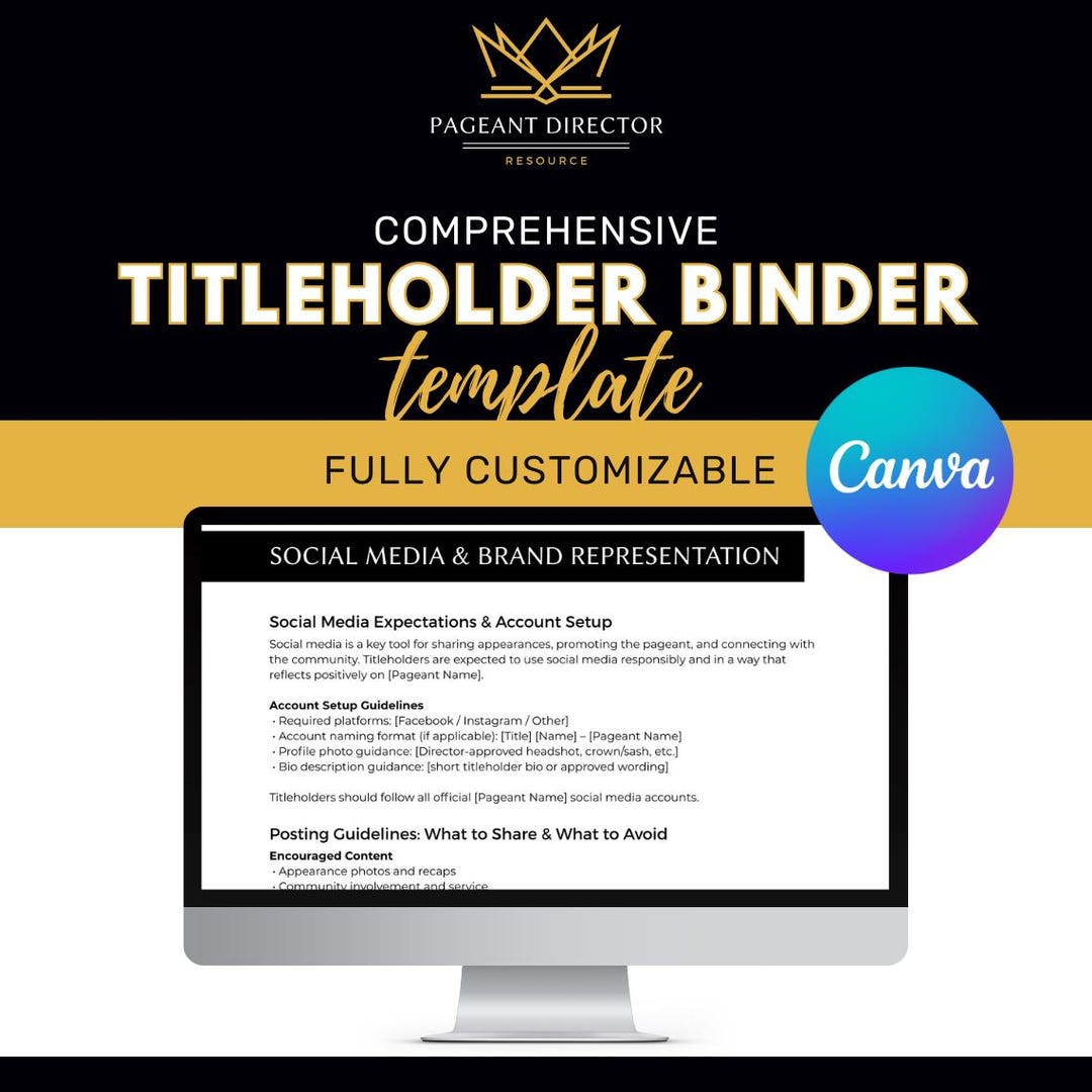 Titleholder Binder & Workbook - Pageant Director Resource - Customize ...