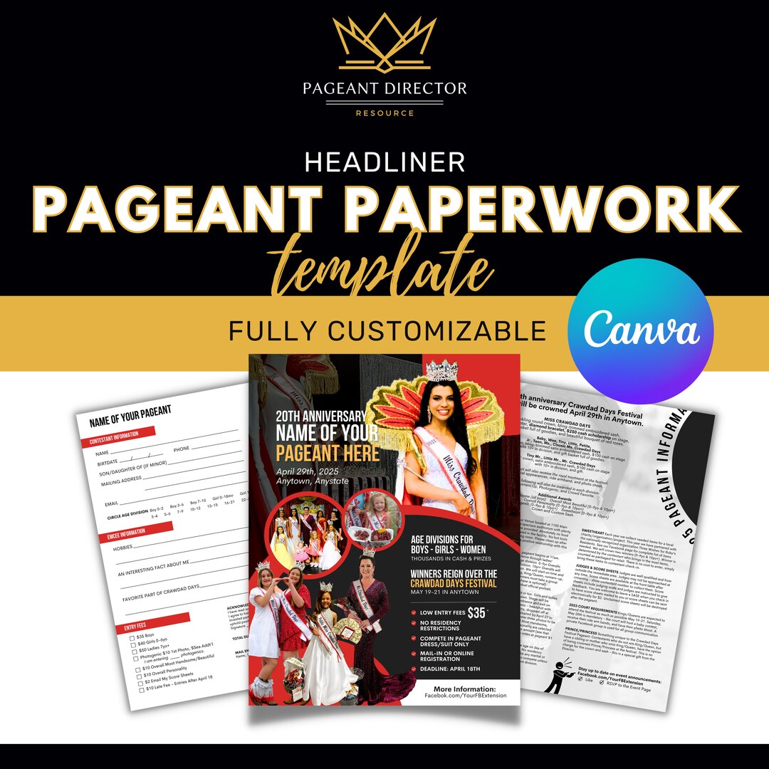 Headliner Pageant Paperwork Template - Pageant Director Resource ...