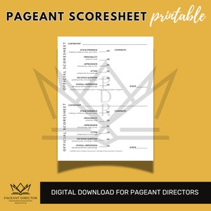Basic Gown & on Stage Scoresheet Pageant Director Resource Digital ...