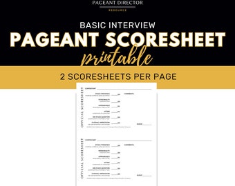 Basic Pageant Scoresheet - Pageant Director Resource - Digital Download Printable - Etsy