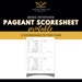 Basic Pageant Scoresheet Pageant Director Resource Digital Download ...