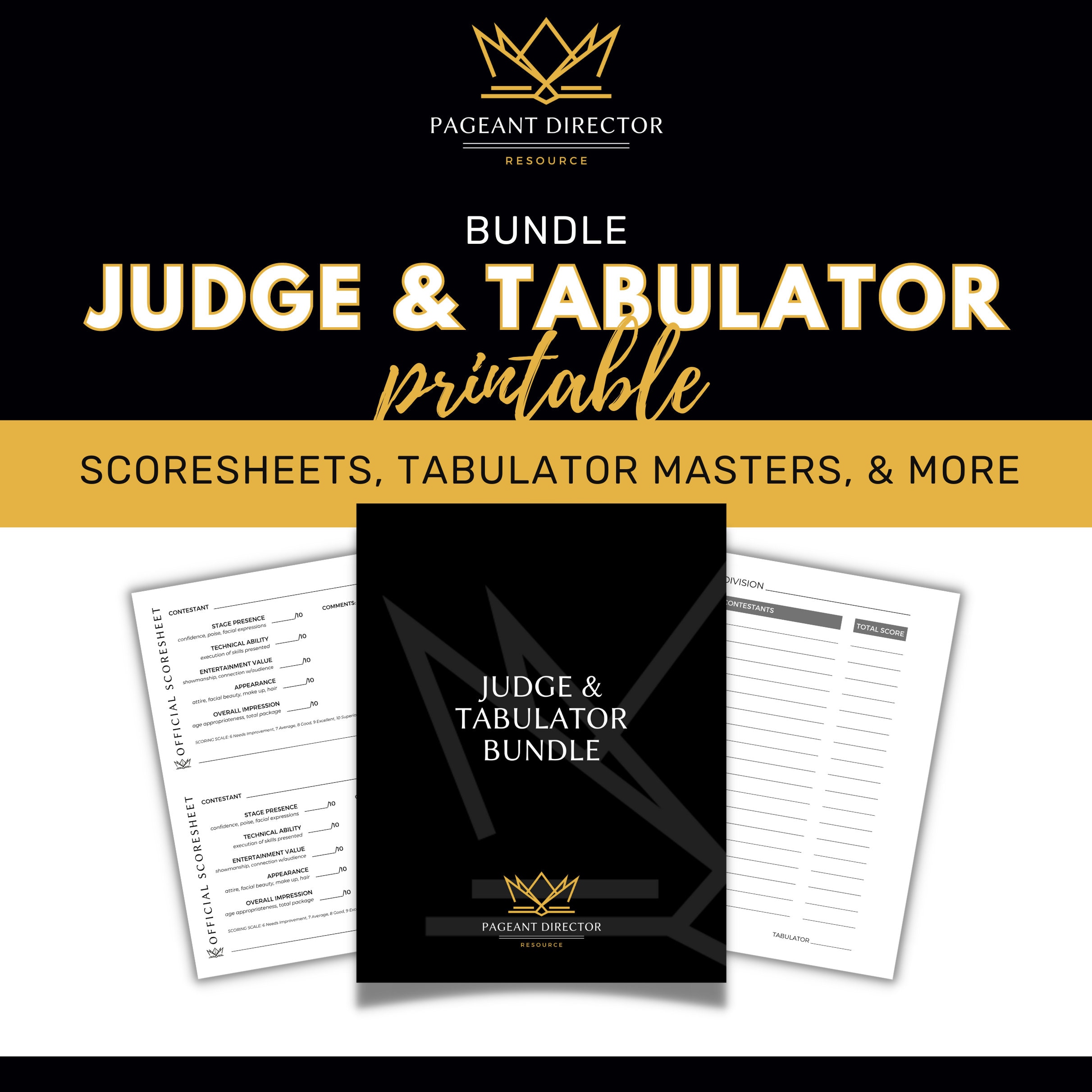 Pageant Judge & Tabulator Bundle - Scoresheets - Tabulator Masters - Pageant Director Resource ...