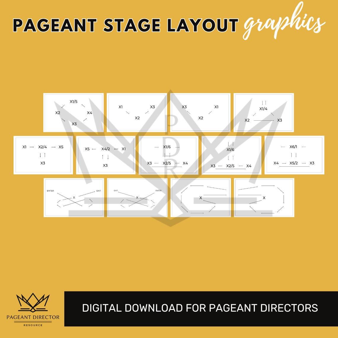 Pageant Stage Formation Graphics for Social Media, Paperwork, Etc ...