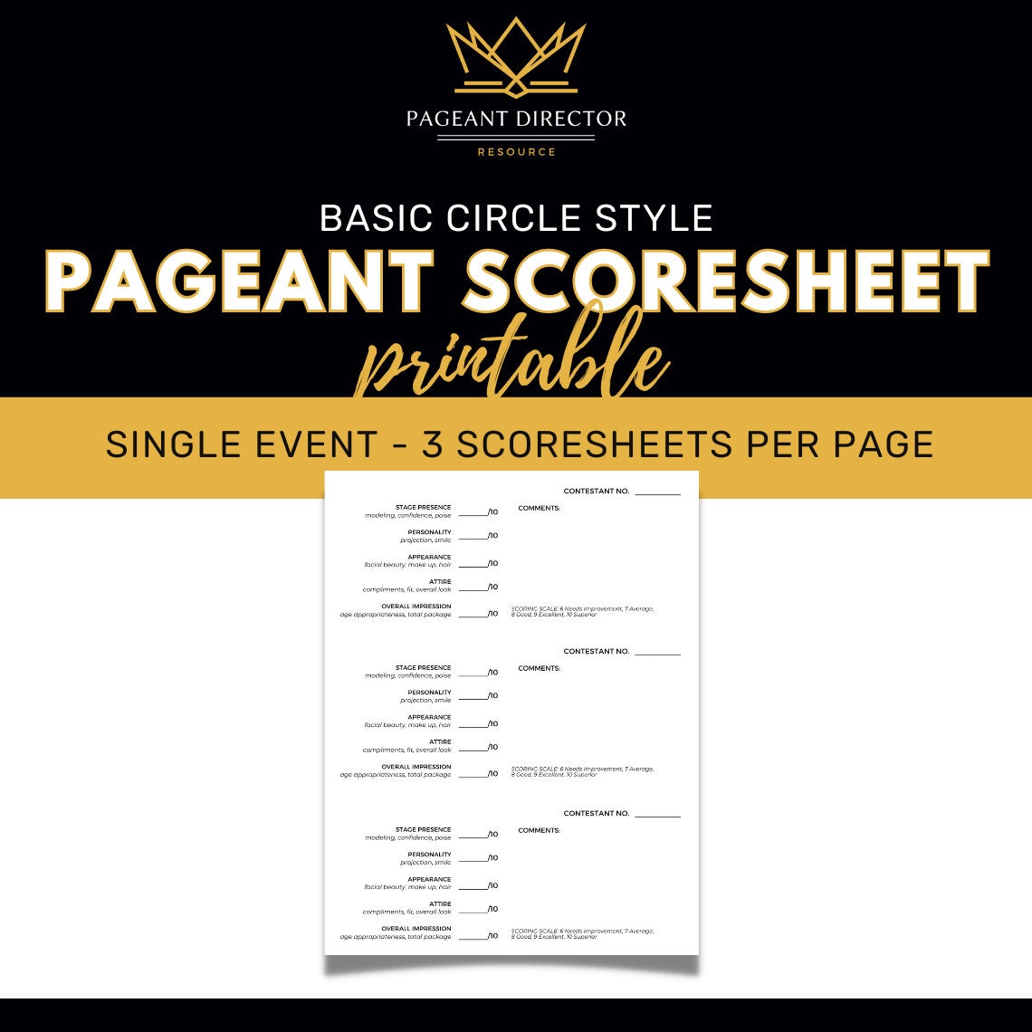 Basic Circle Style Pageant Scoresheet - Pageant Director Resource ...