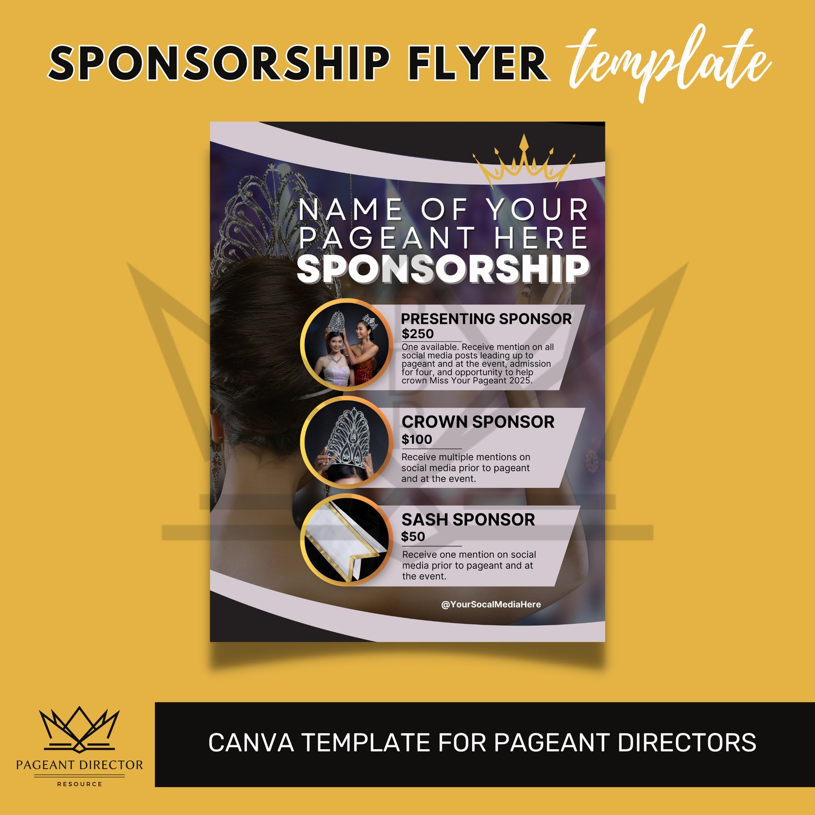 Pageant Sponsorship Flyer - Pageant Director Resource - Customize in ...