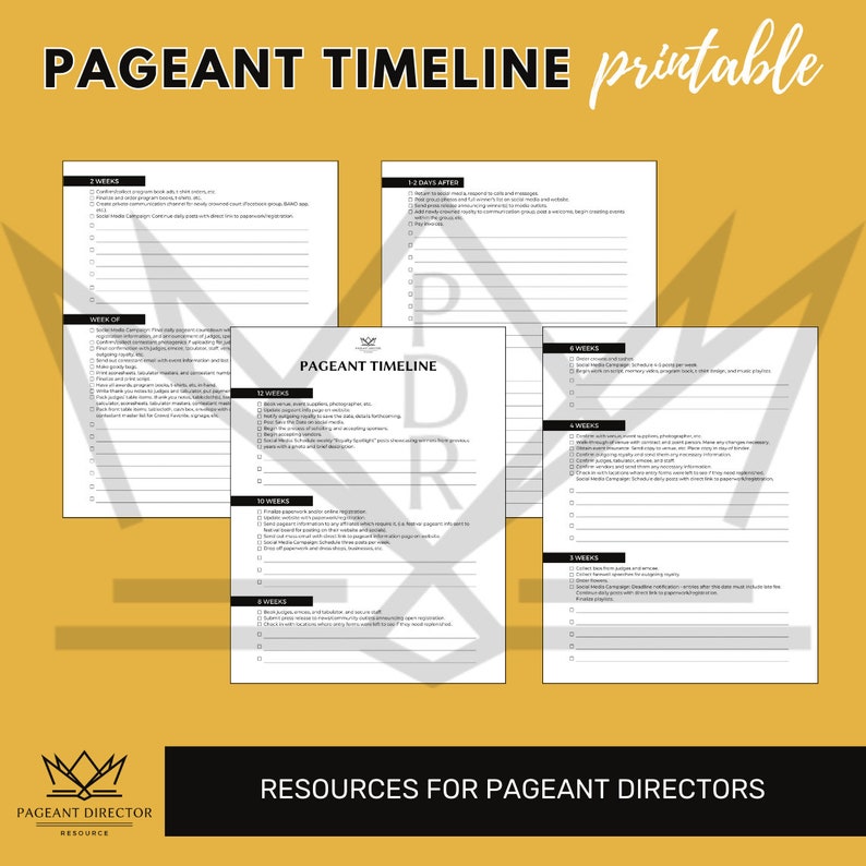 Pageant Timeline - Pageant Director Resource - Digital Download ...