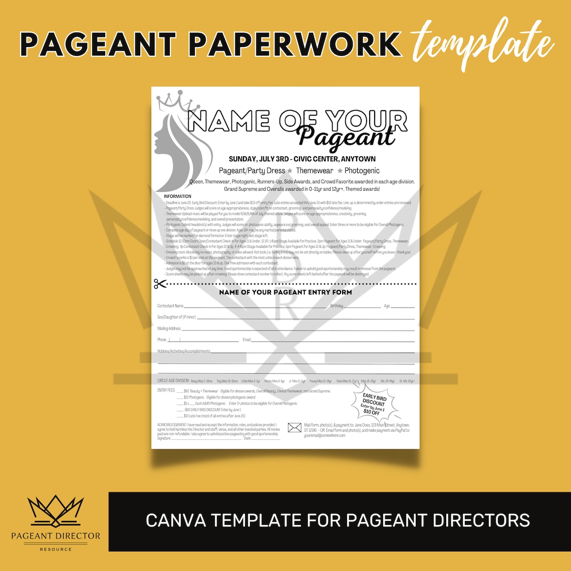 Basic Pageant Paperwork Template - Pageant Director Resource ...