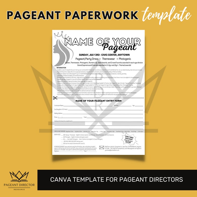 Basic Pageant Paperwork Template - Pageant Director Resource ...
