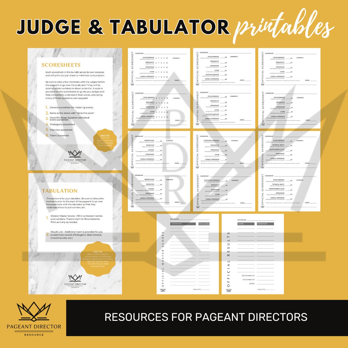 Pageant Judge & Tabulator Bundle - Scoresheets - Tabulator Masters ...