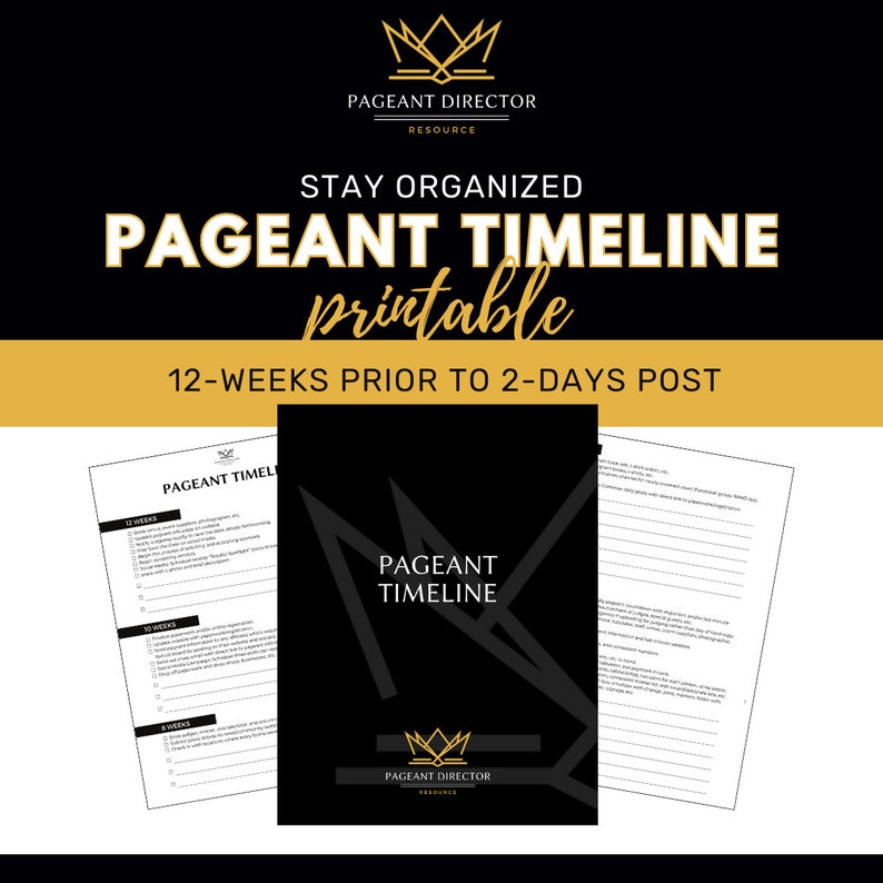 Pageant Timeline - Pageant Director Resource - Digital Download ...
