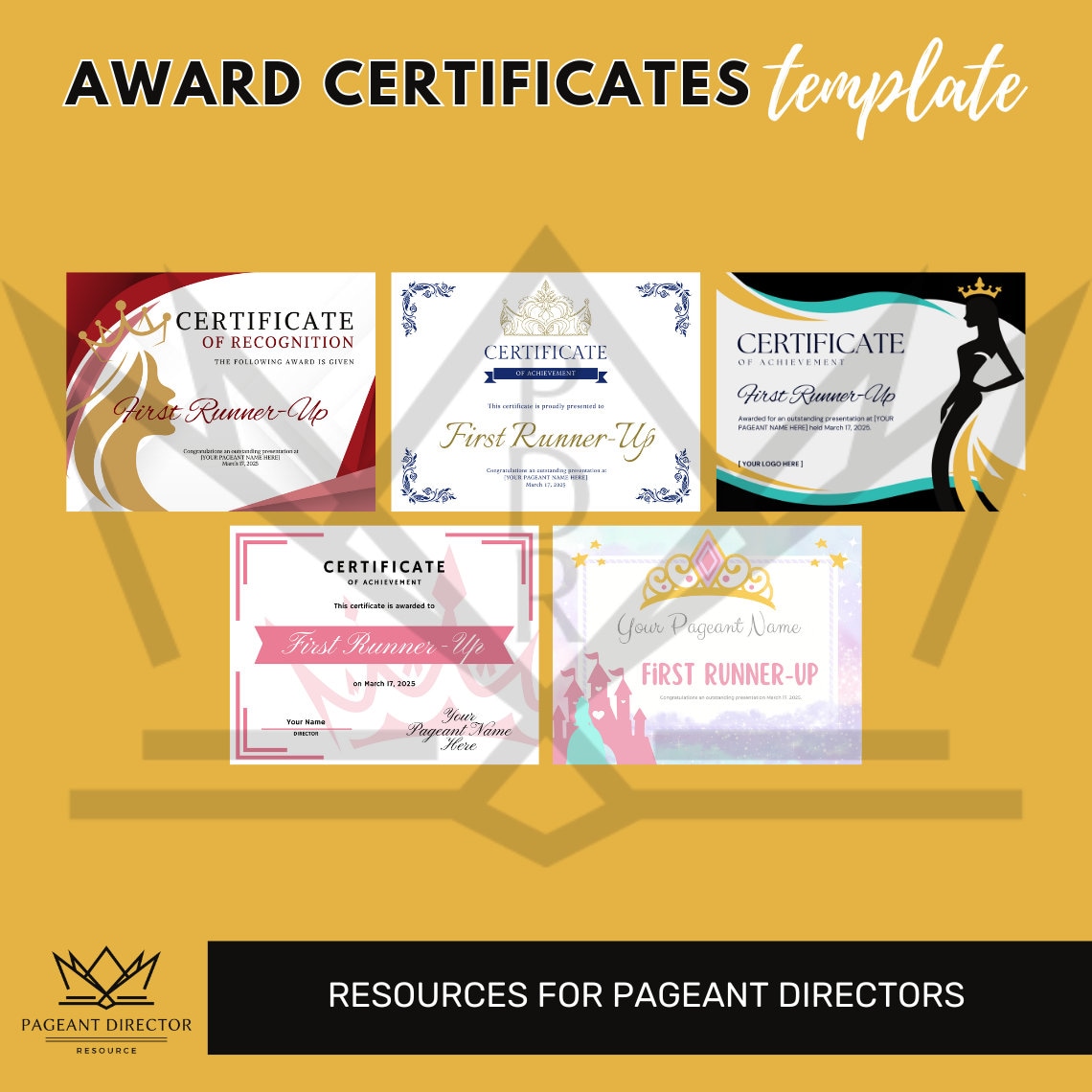 Pageant Award Certificates Bundle - Pageant Director Resource ...