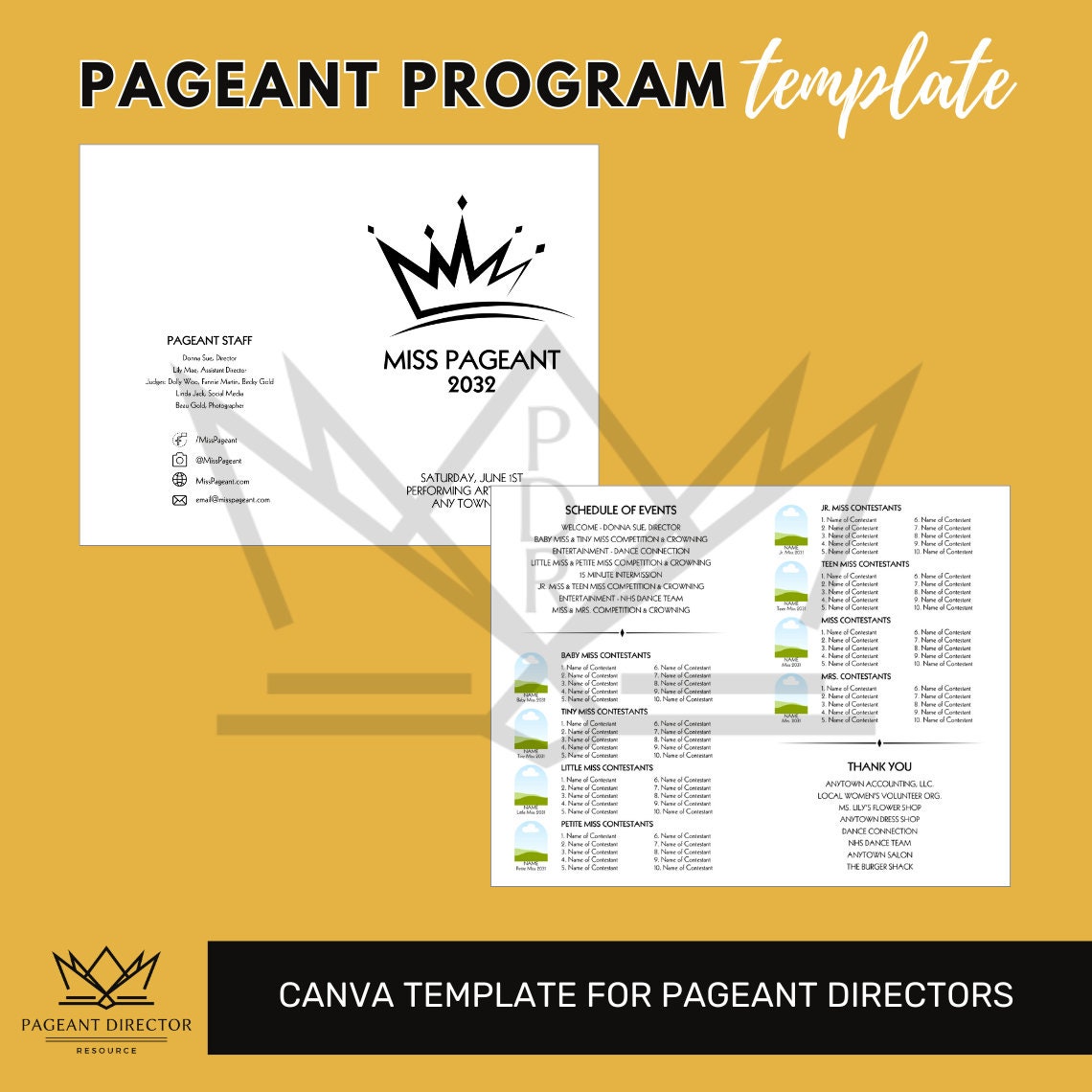 Basic Pageant Program Template - Pageant Director Resource - Customize ...