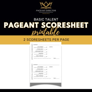 Basic Talent Scoresheet - Pageant Director Resource - Digital Download ...