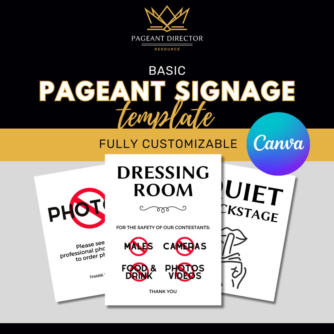 Pageant Signage Bundle - Admission - Dressing Room - Pageant Director ...