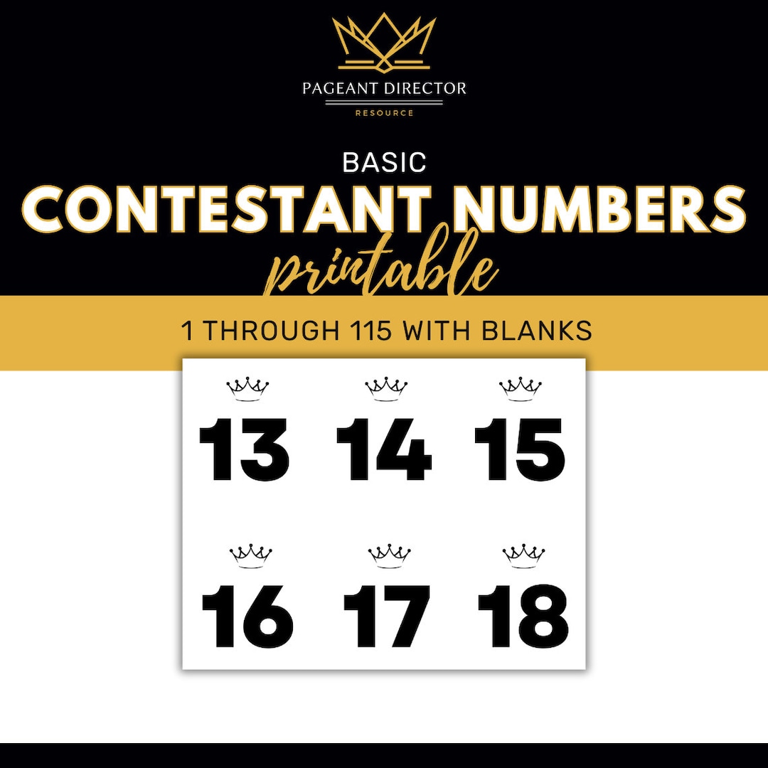 Pageant Contestant Numbers - Pageant Director Resource - Digital ...