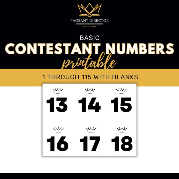 Printable Pageant Numbers - Etsy