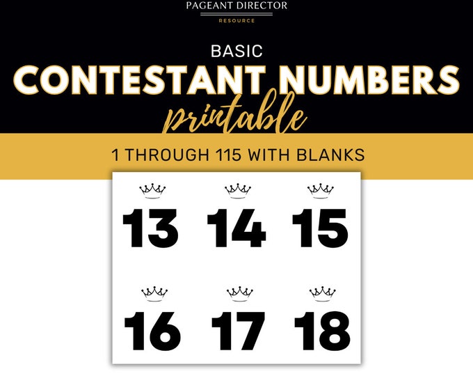 Pageant Contestant Numbers - Pageant Director Resource - Digital ...