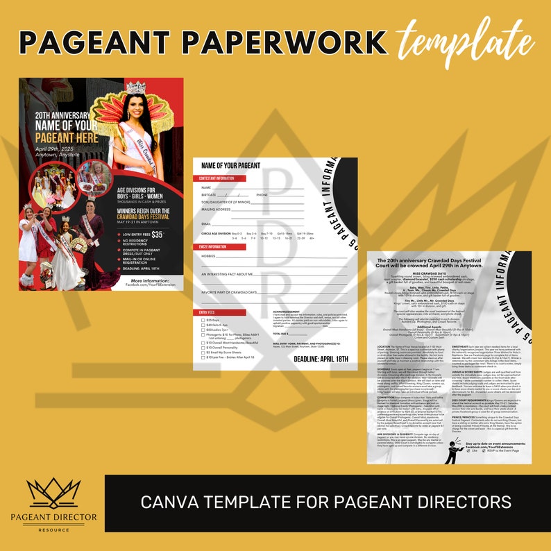 Headliner Pageant Paperwork Template - Pageant Director Resource ...