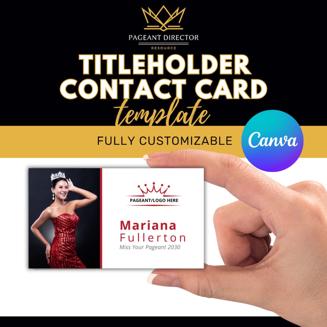 Titleholder Contact Card - Pageant Director Resource - Customize in ...