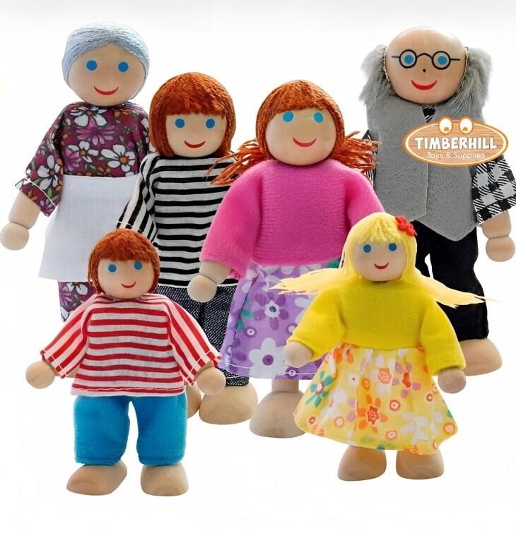 Wooden Doll Family Set / Dollhouse People / Wooden Dolls - Etsy