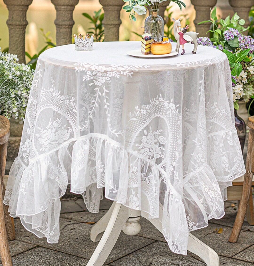 Custom White Lace Outdoor Tablecloth, Perfect for Rococo and French ...