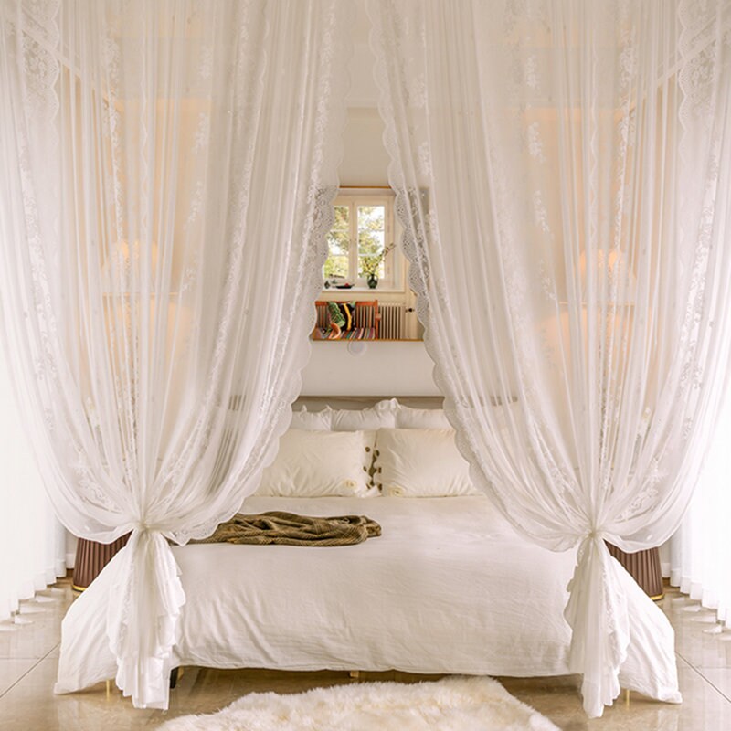 French Sheer Lace Curtain Rod Pocket Chic Lace Curtain - Etsy