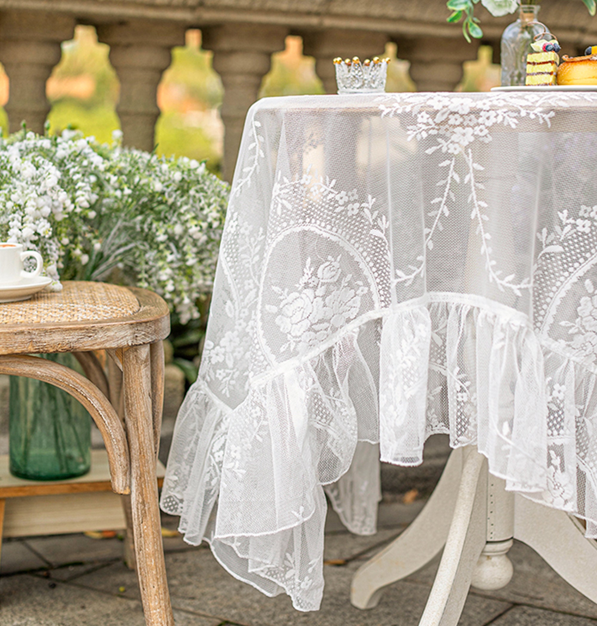 Custom White Lace Outdoor Tablecloth Perfect for Rococo and - Etsy