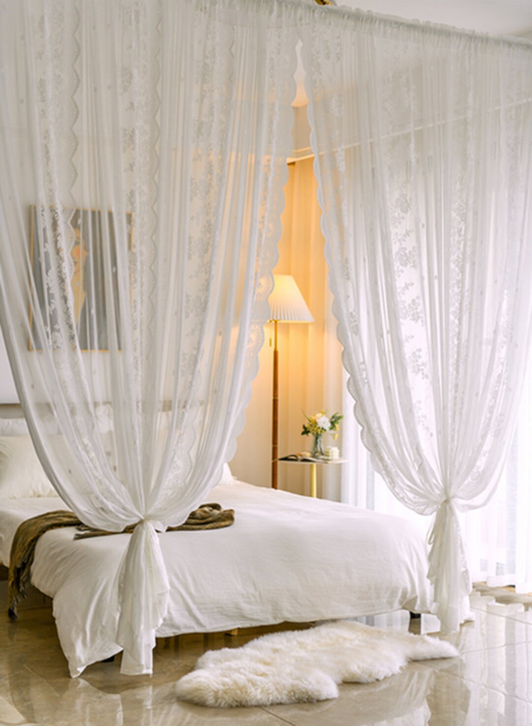 French Sheer Lace Curtain Rod Pocket Chic Lace Curtain - Etsy