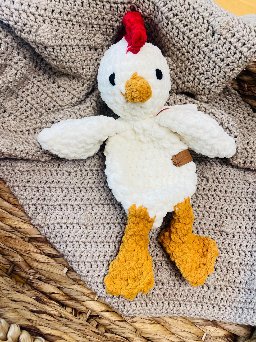 Crochet Chicken Snuggler: Vintage White Yarn, Red Comb - Etsy