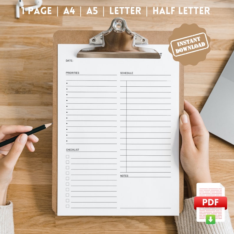 Daily Checklist Printable & Fillable Daily to Do List - Etsy