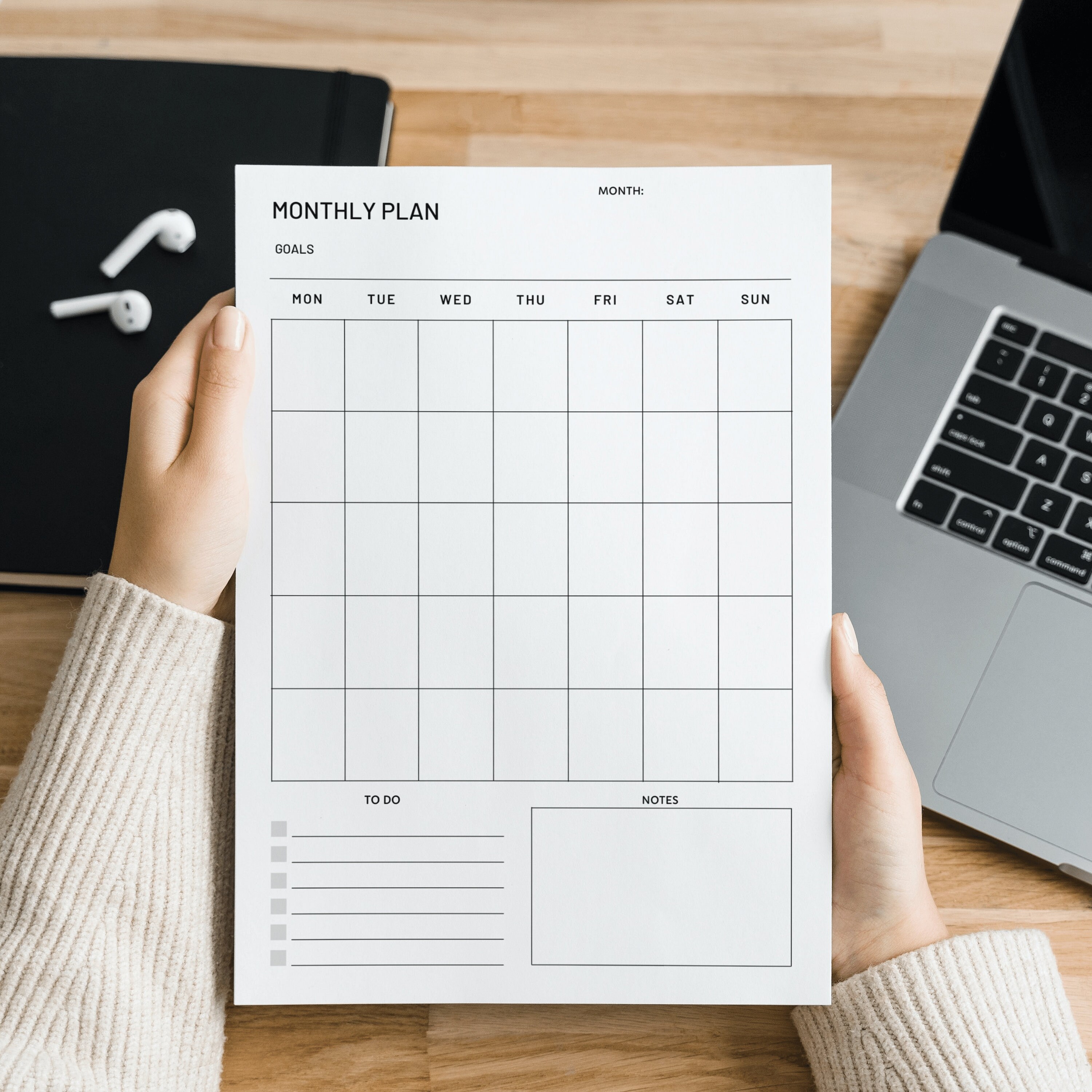 Monthly Goal Planner Printable, Fillable Monthly Planner, Productivity ...