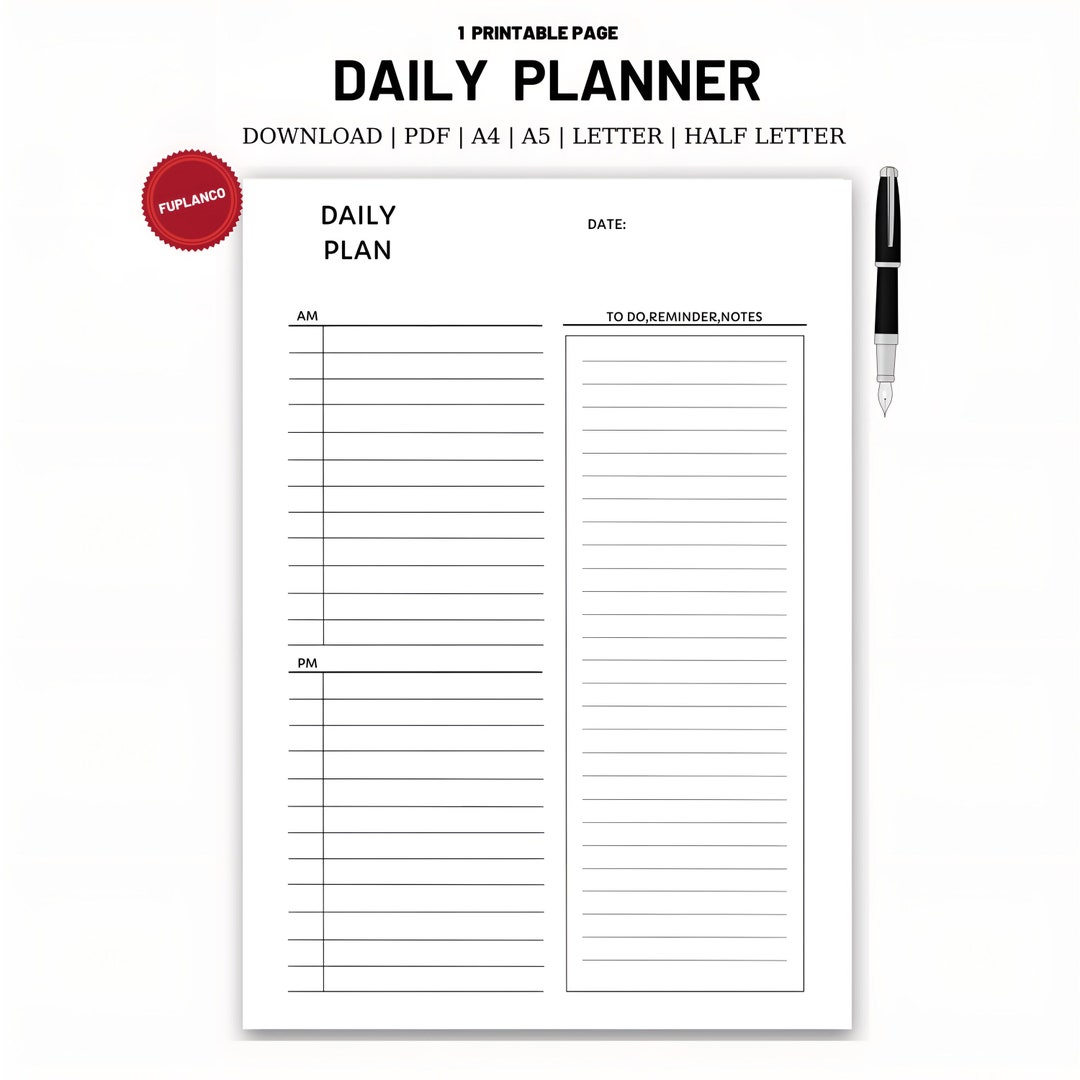 Daily Printable Planner Desk Planner Printable Daily to Do - Etsy